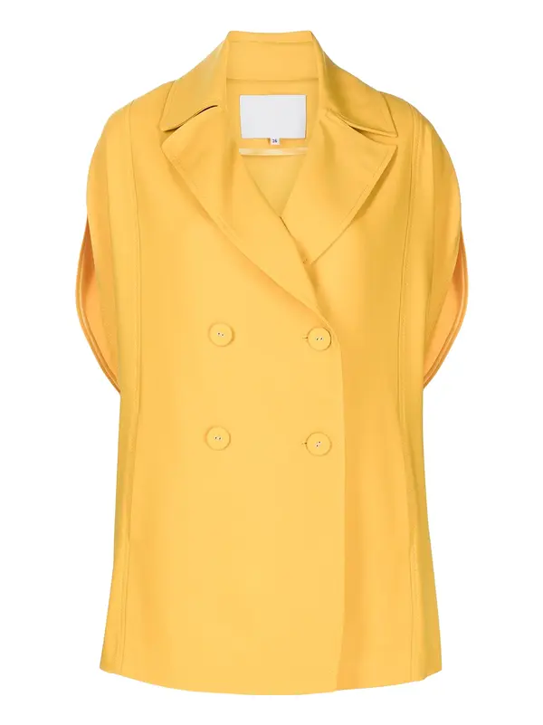 Costarellos Double-breasted Wool-blend Cape - Yellow