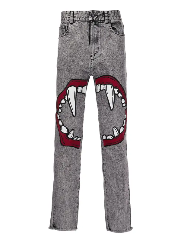 HACULLA. Fang Lip-print Jeans - Grey