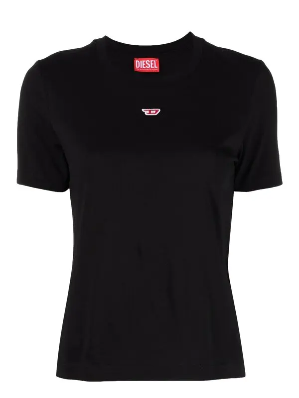 DIESEL® T-reg-d Logo-embroidered T-shirt - Black