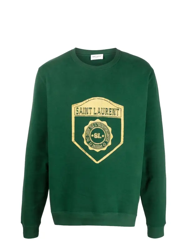 Saint Laurent University Crest Print Sweatshirt - Green