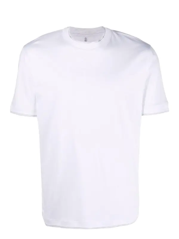 Brunello Cucinelli Layered-trim Cotton T-shirt - White
