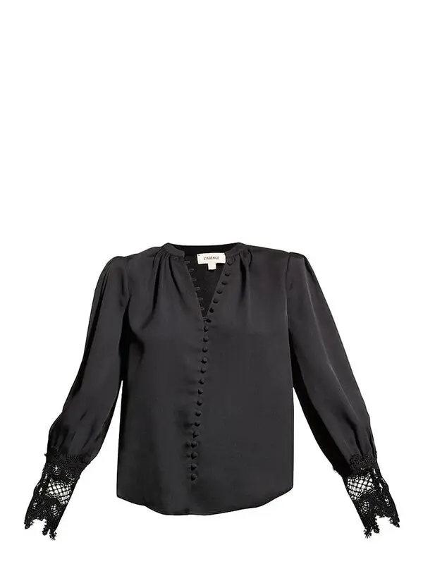 L'AGENCE Ava Lace-cuff Blouse - Black