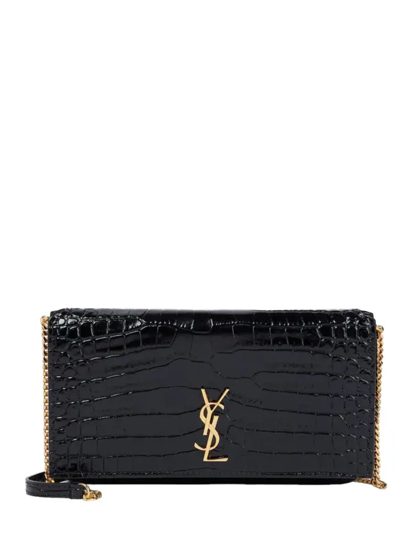 Saint Laurent Cassandre Leather Phone Pouch - Black