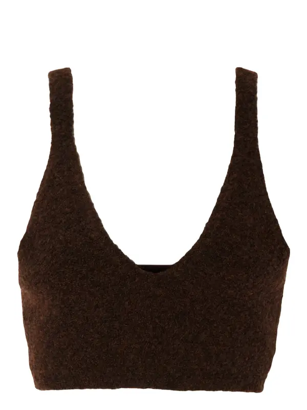 Nanushka Zosia Bouclé-knit Merino Wool-blend Top - Brown