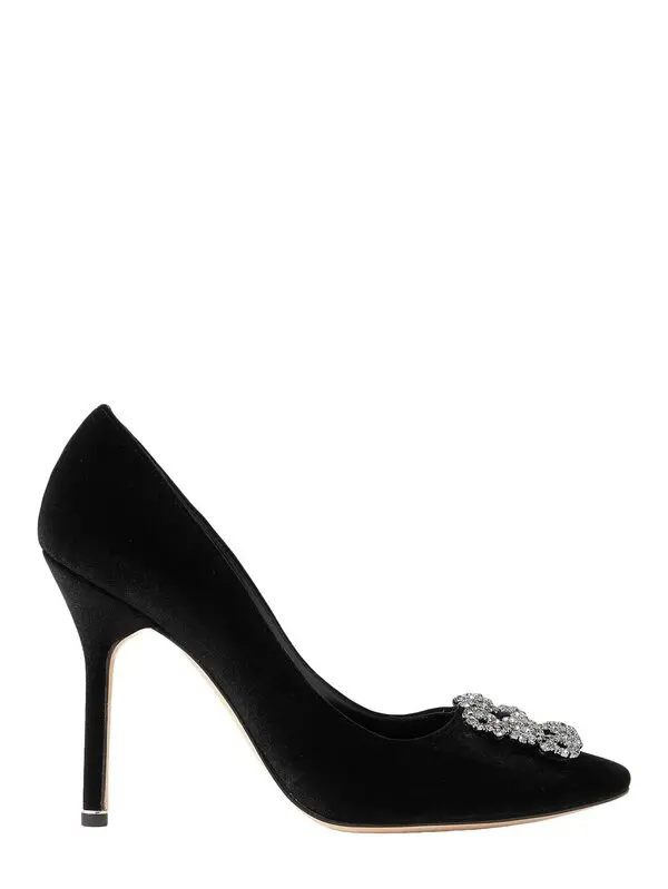 Manolo Blahnik Hangisi 105 Crystal-embellished Velvet Pumps - Black