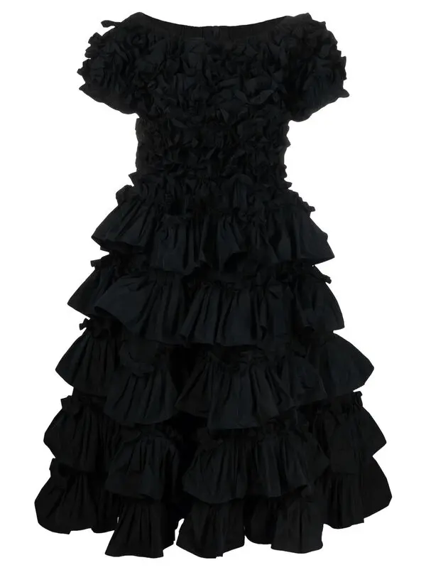 Red Valentino Ruffled Flared Dress - Black