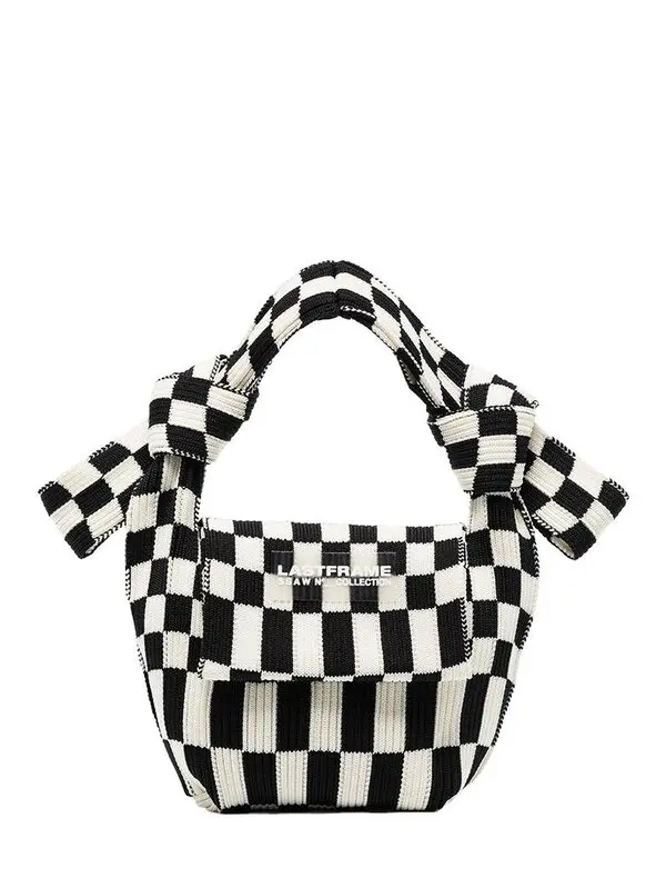 LASTFRAME Ichimatsu Checked Mini Bag - Black