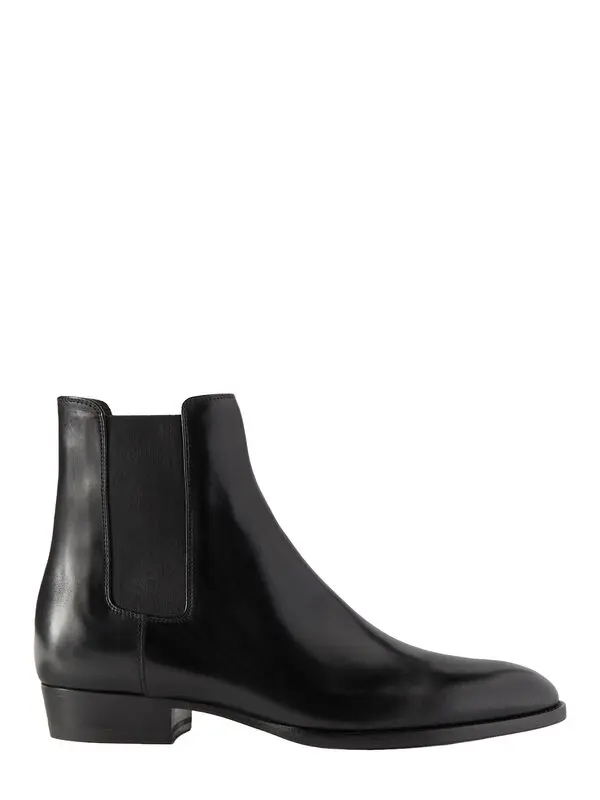 Saint Laurent Wyatt Leather Chelsea Boots - Black