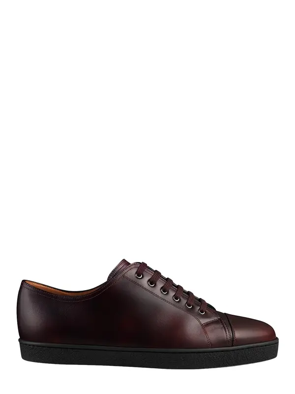 John Lobb Burnished Leather Low-top Sneakers - Plum