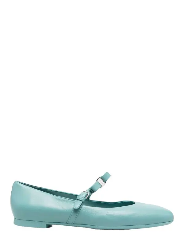 FERRAGAMO Bow-detail Leather Ballerina Shoes - Blue