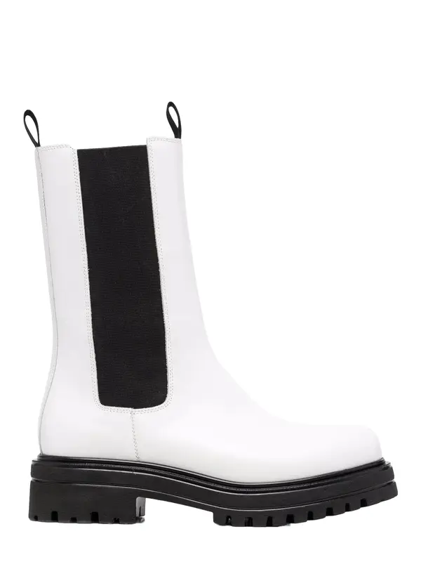 SCAROSSO Naomi Leather Mid-calf Boots - White