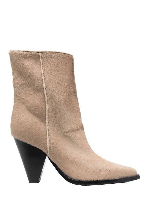 SCAROSSO Emily Pointed Heeled Boots - Neutrals