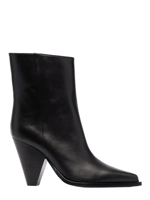 SCAROSSO Emily Leather Ankle Boots - Black