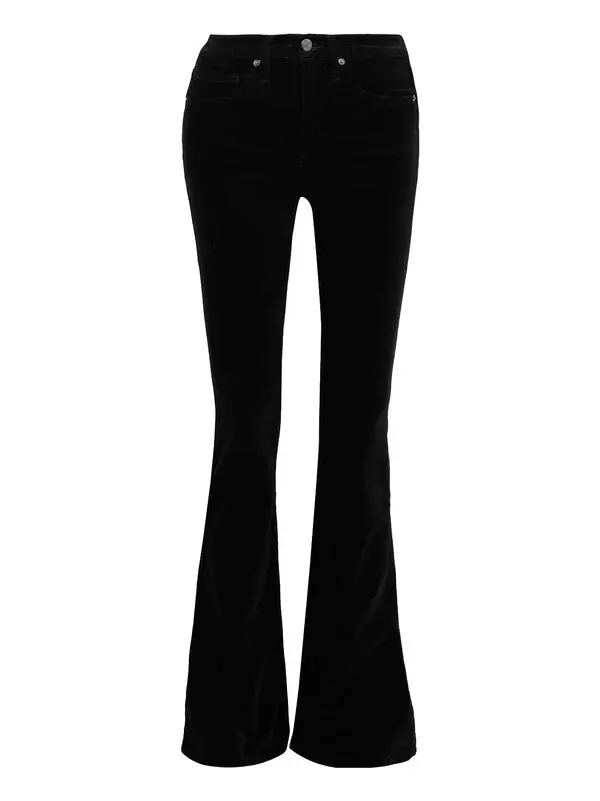 Veronica Beard Beverly Cotton-blend Velvet Flared Pants - Black