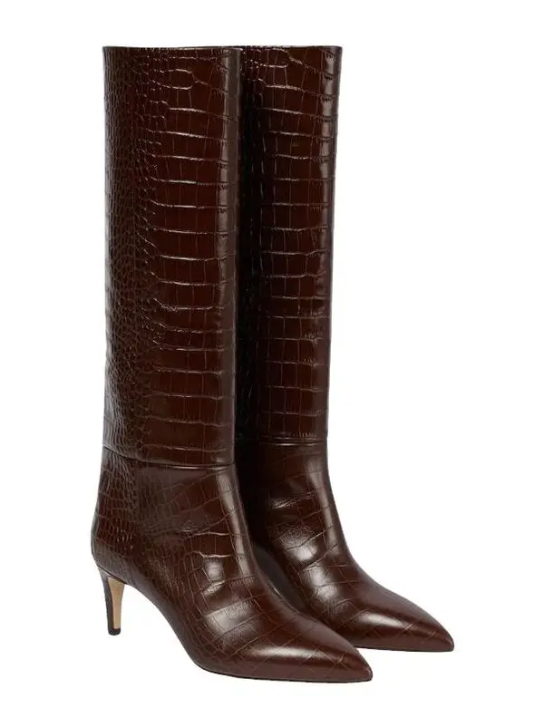 Paris Texas Croc-effect Leather Knee-high Boots - Brown