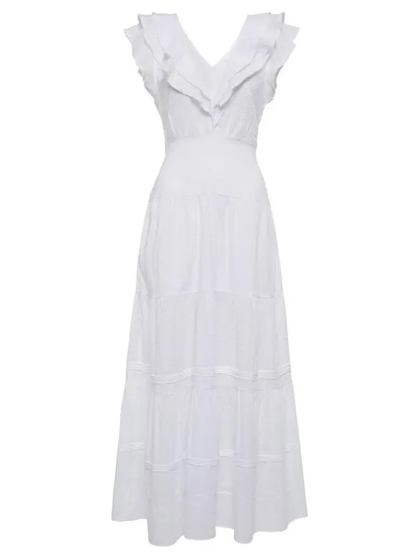 Poupette St Barth Della Cotton Midi Dress - White