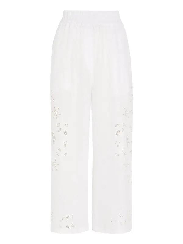 Dolce & Gabbana Cropped Linen Trousers - White