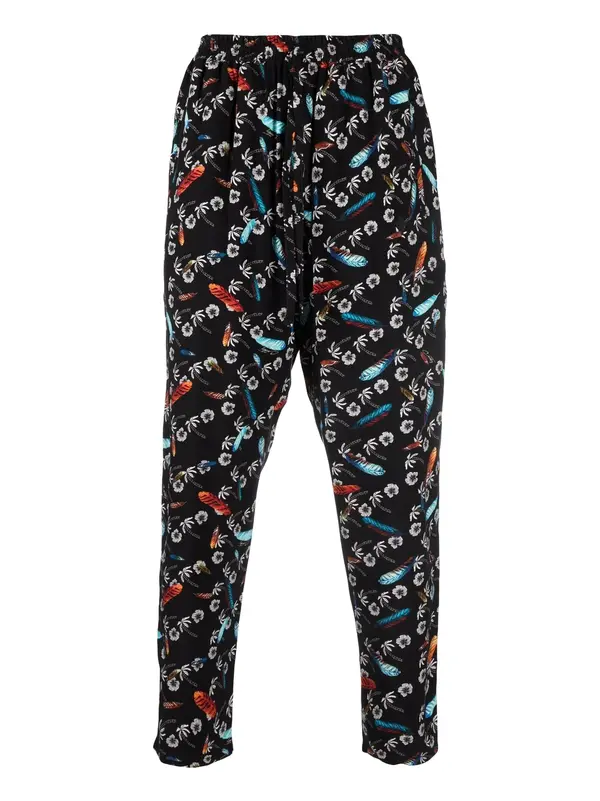 COUNTY OF MILAN Graphic-print Pleated Track Pants - Black