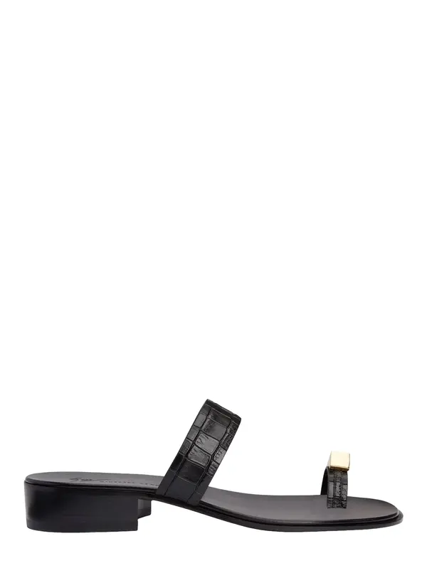 GIUSEPPE ZANOTTI Bardack Snakeskin-effect Toe-loop Sandals - Black