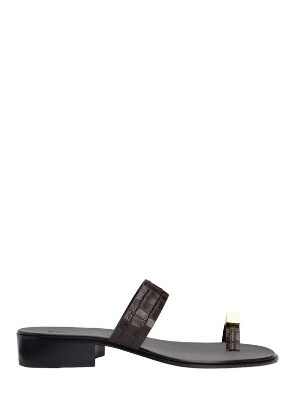GIUSEPPE ZANOTTI Bardack Snakeskin-effect Toe-loop Sandals - Brown