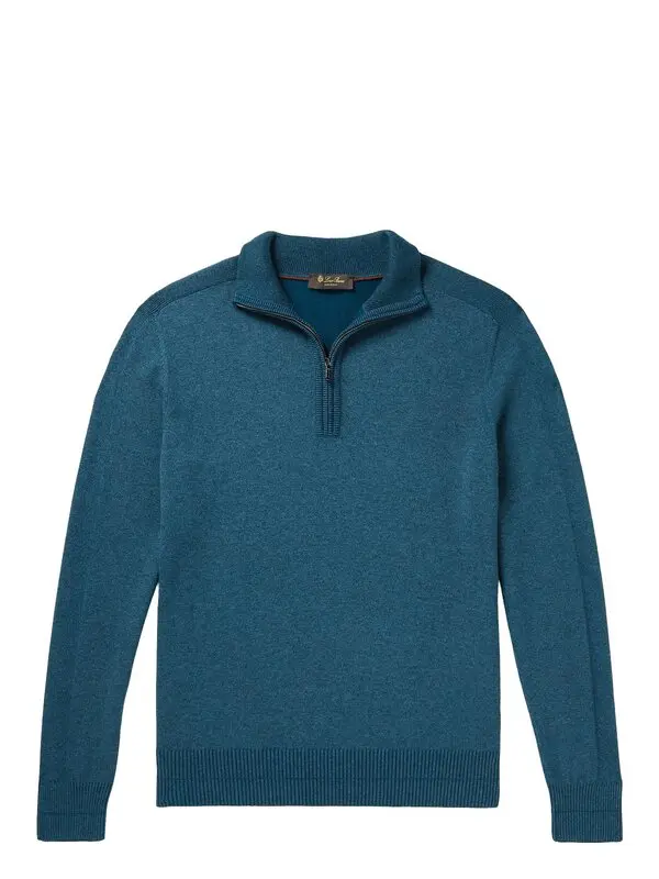 Loro Piana Half-zip Cashmere And Silk-blend Sweater - Blue
