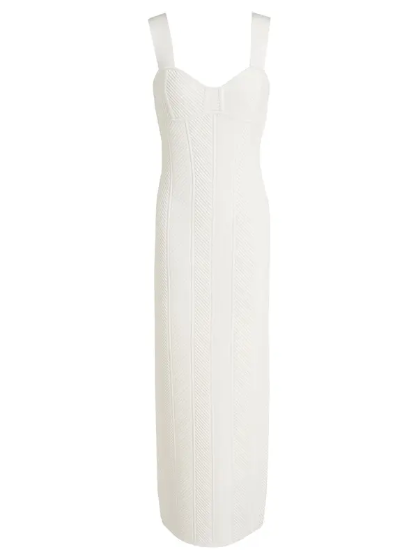 Herve Leger Ribbed Bandage Maxi Dress - White