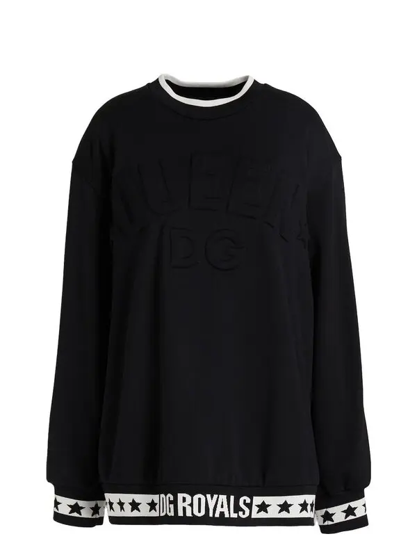 Dolce & Gabbana Embossed Logo French Cotton-blend Terry Sweatshirt - Black