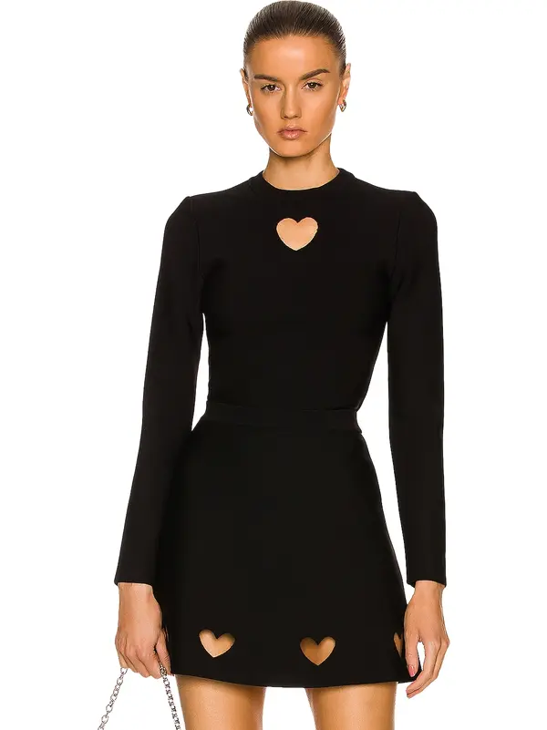 Alaïa Cutout Heart Long Sleeve Top - Noir