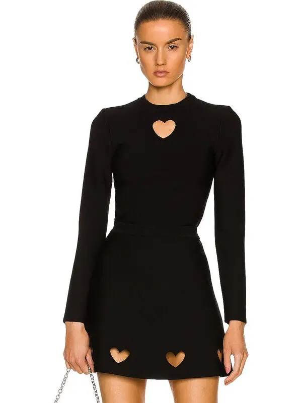 Alaïa Cutout Heart Long Sleeve Top - Noir
