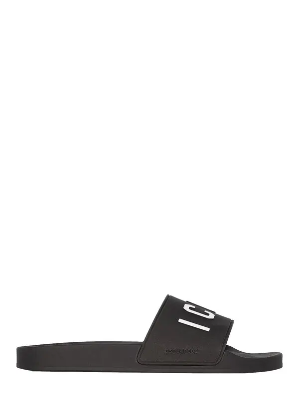 Dsquared2 Logo-print Flat Slides - Black