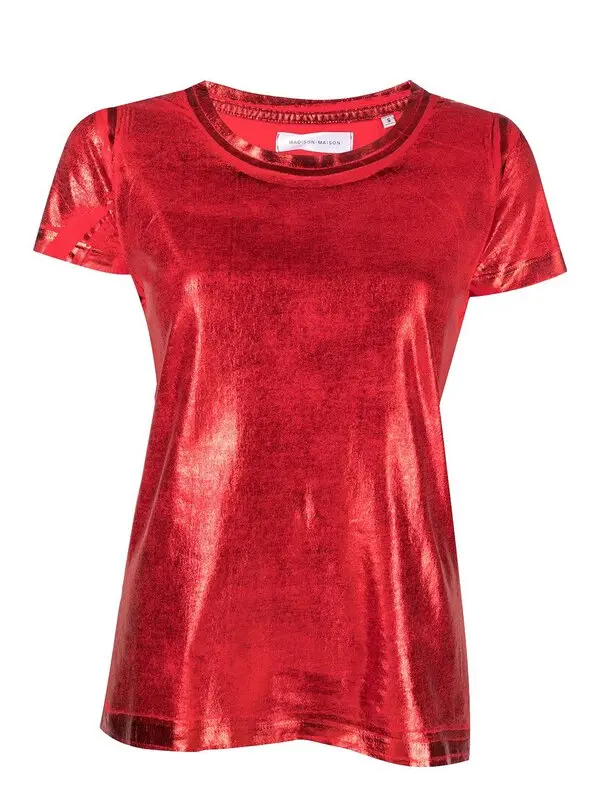 MADISON.MAISON Metallic Lamina T-shirt - Red