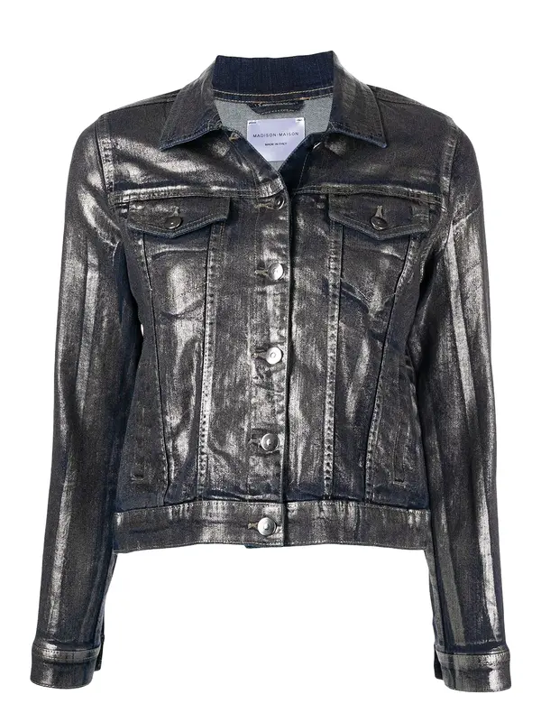MADISON.MAISON Metallic Denim Jacket - Silver