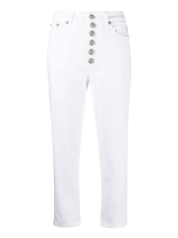 DONDUP Cropped Button-fastening Trousers - White