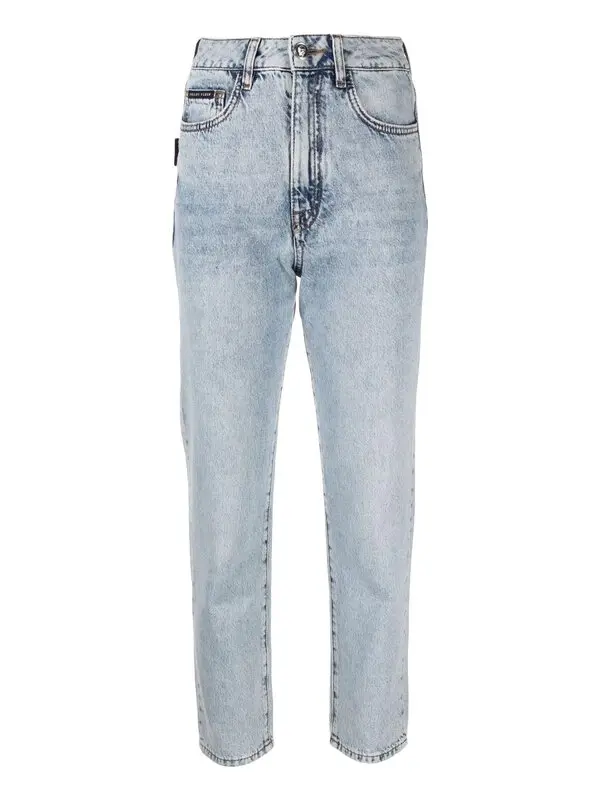 Philipp Plein Cropped Boyfriend Jeans - Blue