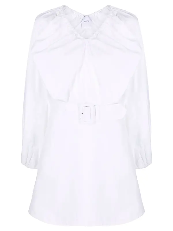 Patou Oversized Collar Cotton Dress - White