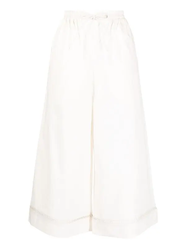 YVES SALOMON Wide Leg Cropped Trousers - Neutrals