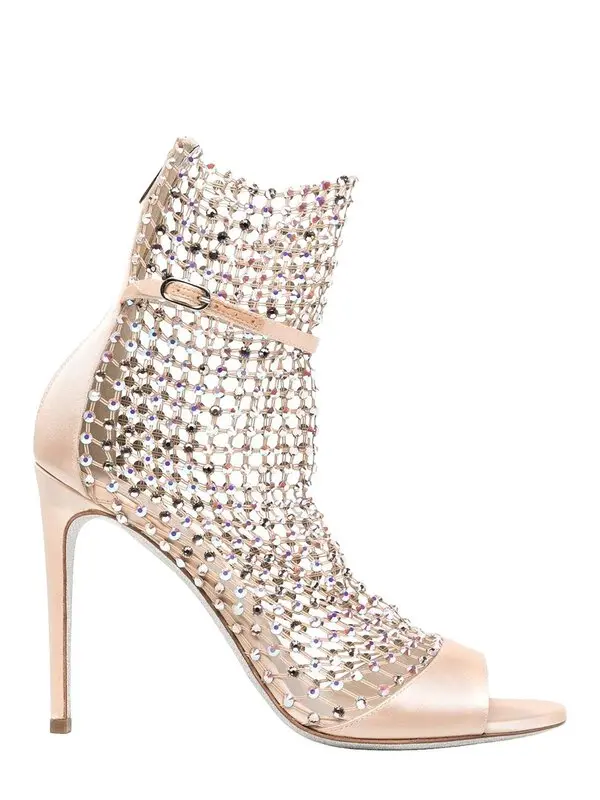 Rene Caovilla 105mm Crystal-embellished Mesh Sandals - Metallic
