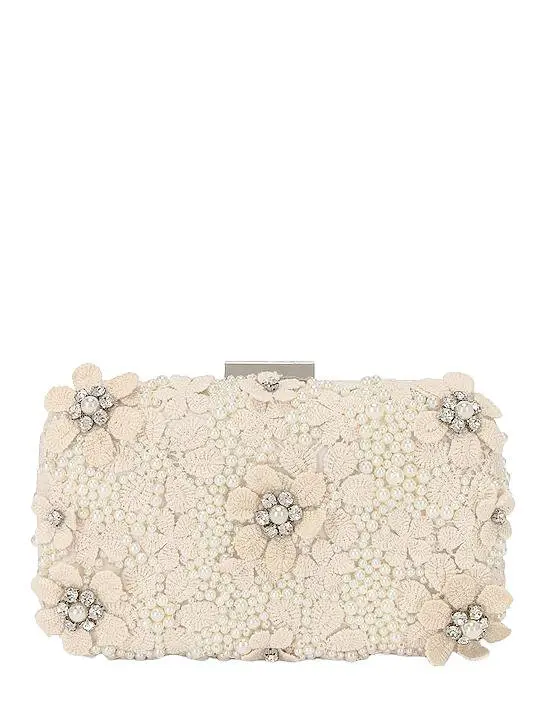 OLGA BERG Beth Encrusted Pod Style Clutch - Ivory