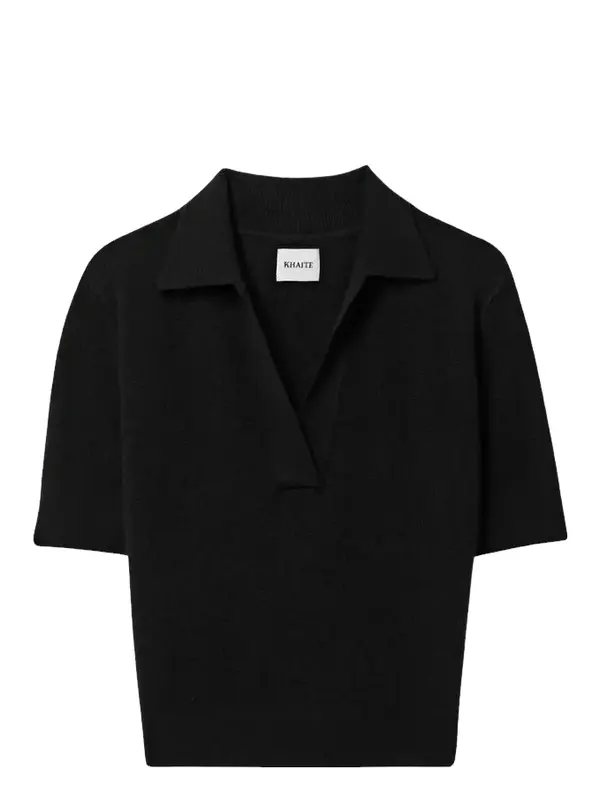 Khaite Shrunken Jo Cashmere-blend Polo Shirt - Black