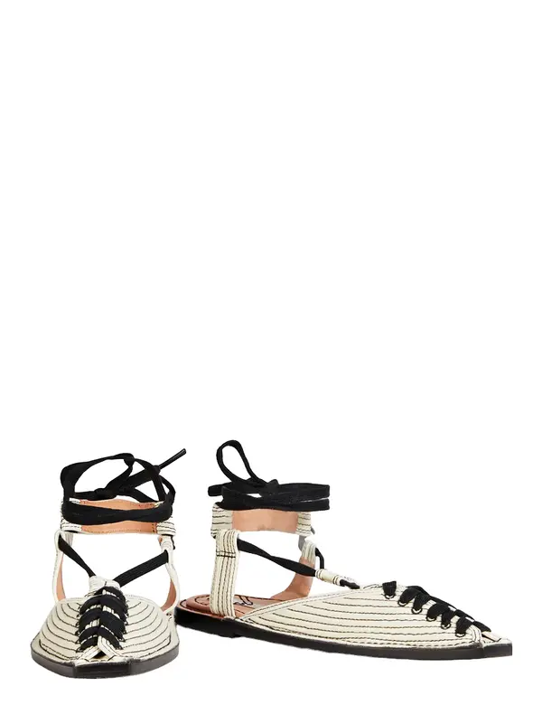 Zimmermann Lace-up Canvas Slippers - Ivory