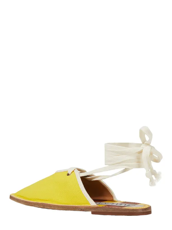 Zimmermann Lace-up Cotton-canvas Slippers - Yellow