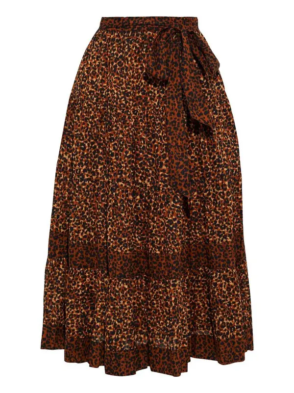 Ulla Johnson Sierra Tiered Leopard-print Midi Skirt - Animal Print