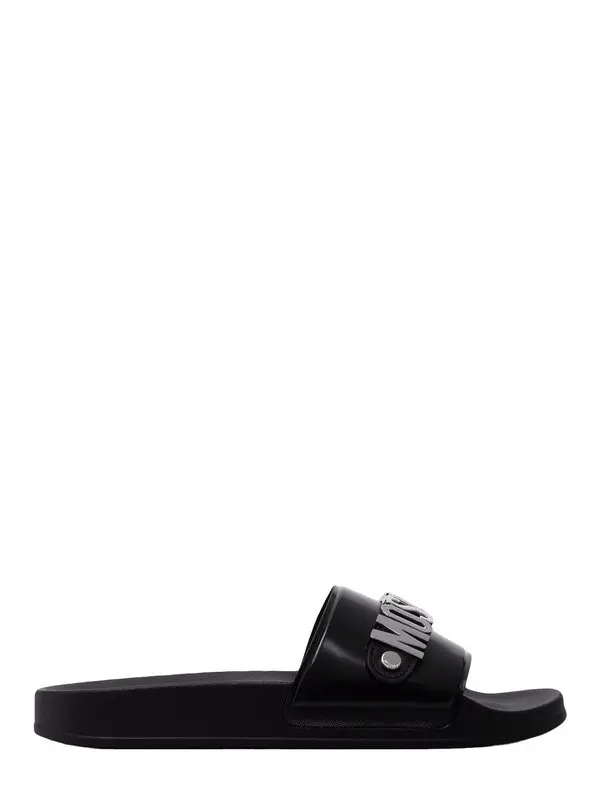 Moschino Logo Lettering Pool Slides - Black