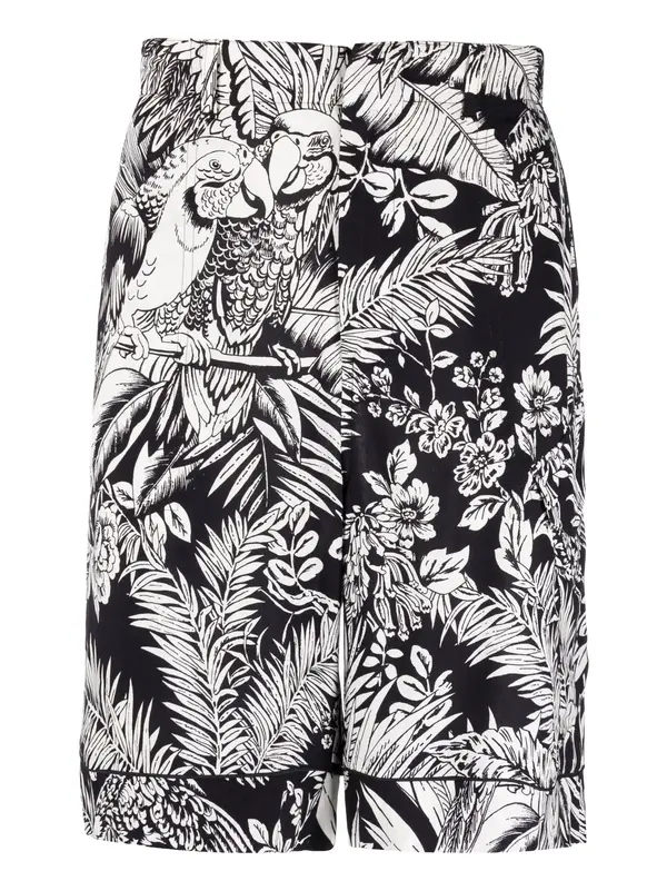 Palm Angels Parrot-print Track Shorts - Black
