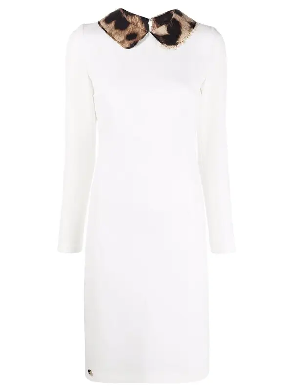Philipp Plein Leopard-collar Dress - White