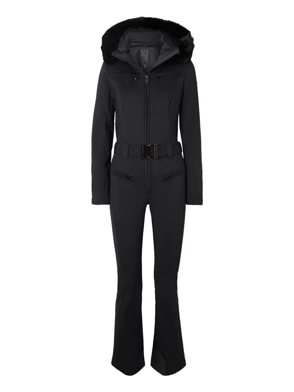 Goldbergh Parry Belted Hooded Faux Fur-trimmed Ski Suit - Black