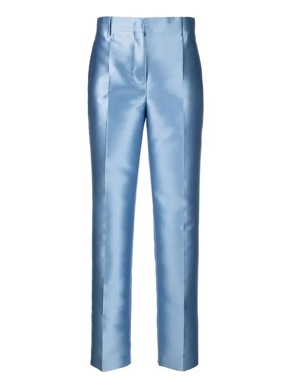 Alberta Ferretti Satin Finish Straight-leg Trousers - Blue