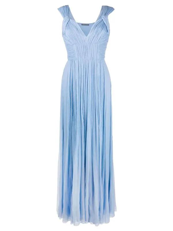 Alberta Ferretti Ruched Silk Gown - Blue