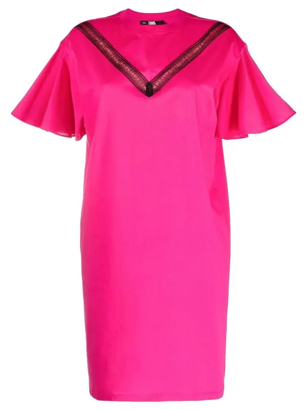 Karl Lagerfeld Lace-insert Organic Cotton Dress - Pink