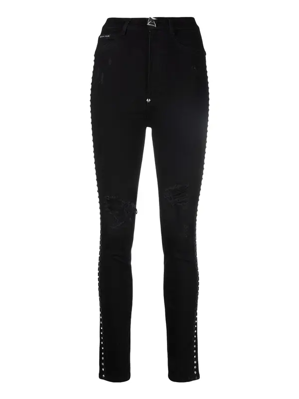 Philipp Plein Crystal-embellished Jeggings - Black